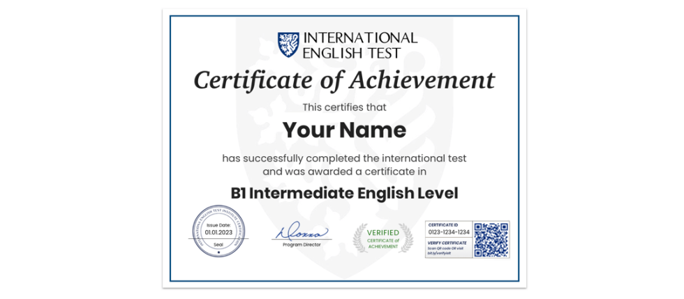 B1 Intermediate English Level - International English Test